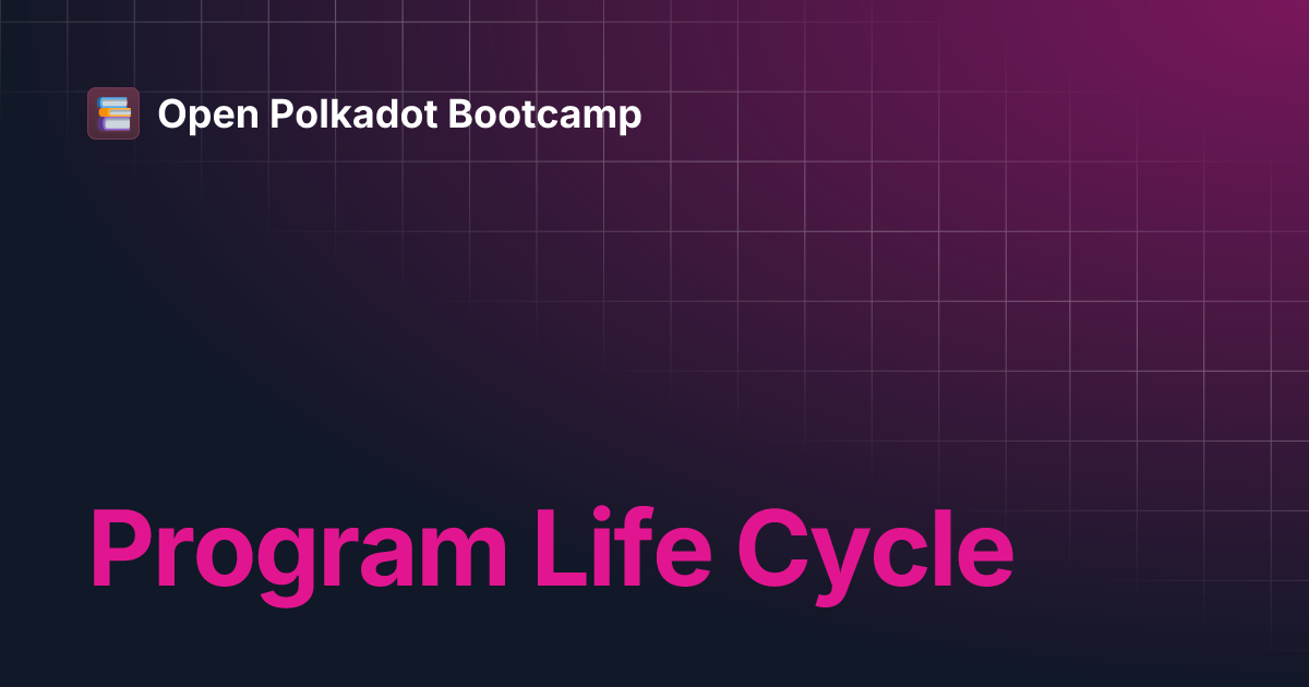 Program Life Cycle | Open Polkadot Bootcamp